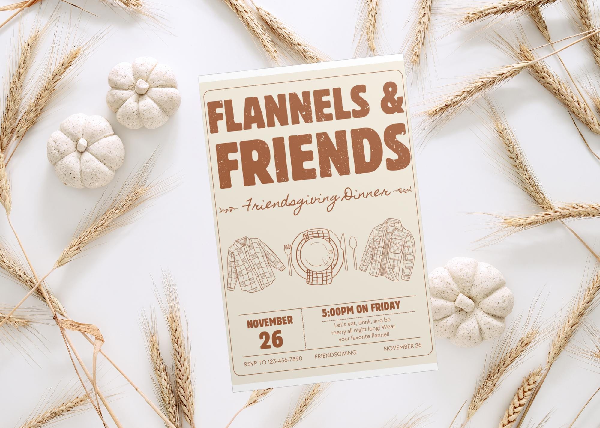 Flannel & Friends Friendsgiving Digital Download Invitation - Fully ...