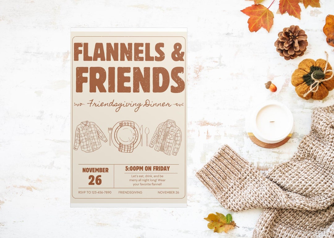 Flannel & Friends Friendsgiving Digital Download Invitation - Fully ...