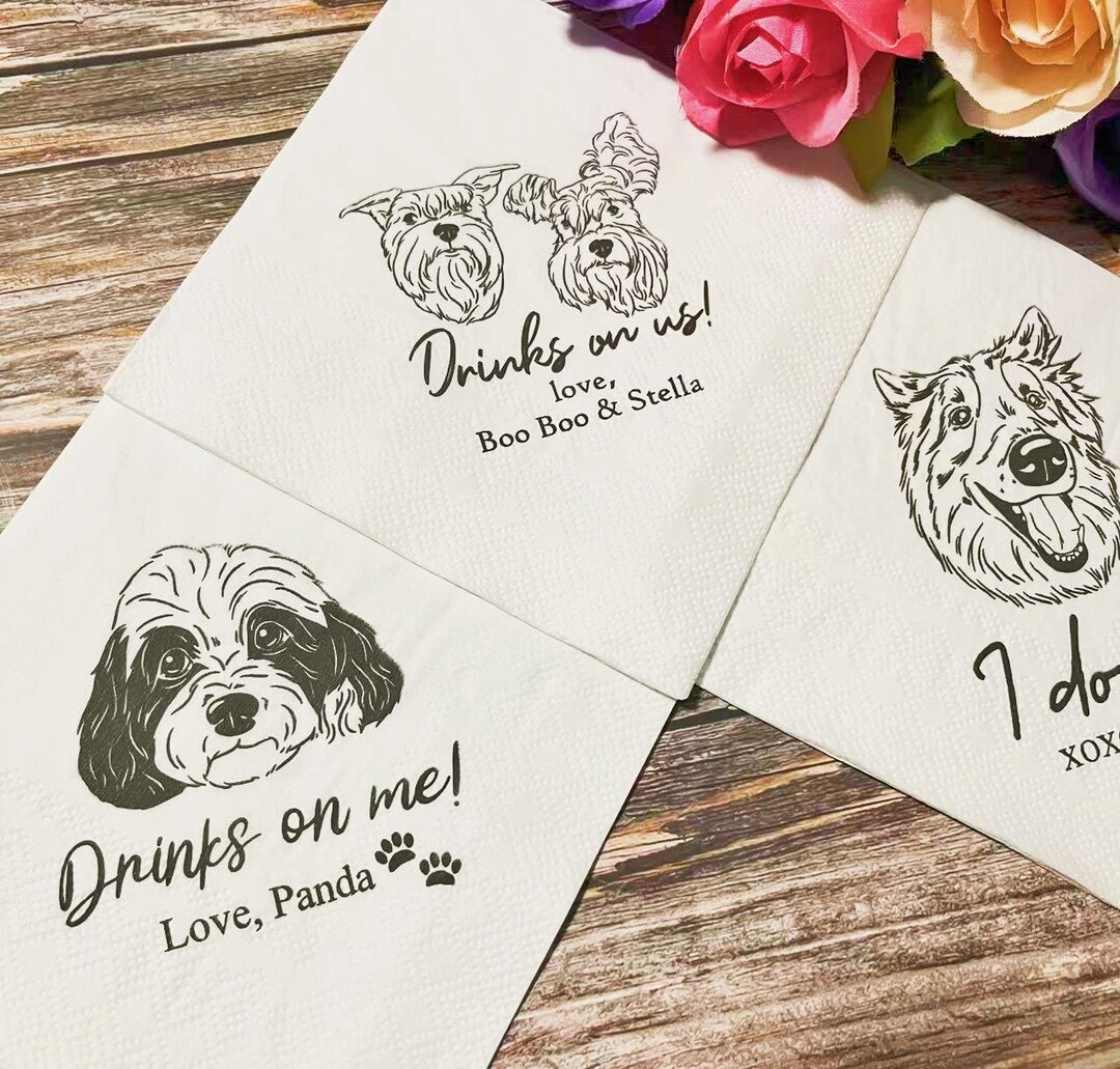 Personalized Pet Napkins for Wedding, Custom Dog Party Napkins, Unique ...