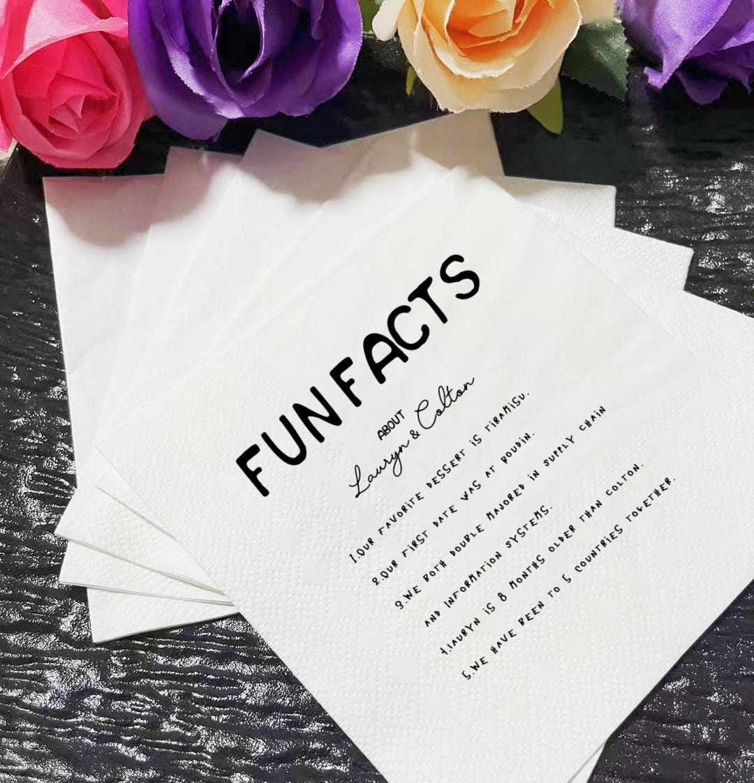 Personalized Trivia Napkins, Wedding, Birthday, Fun Fact Decor - Etsy
