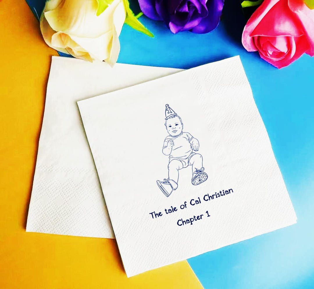 Custom Turns One Napkins, Personalized Birthday Napkins, Baby Shower ...