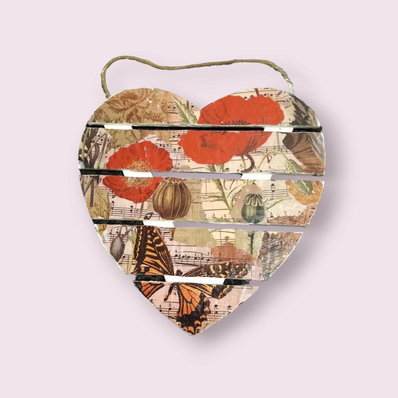 Decoupage Hearts - Etsy UK