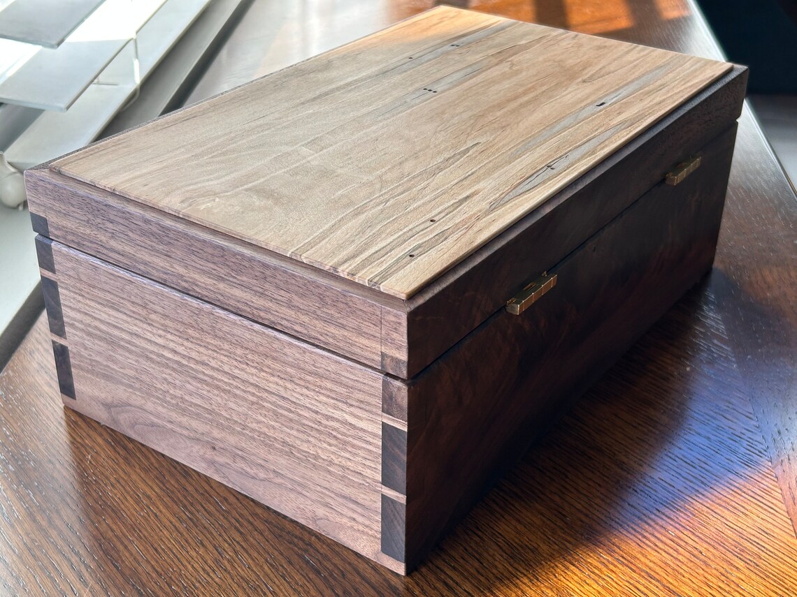 Custom Dovetail Keepsake Box With Brass Hinged Lid - Etsy