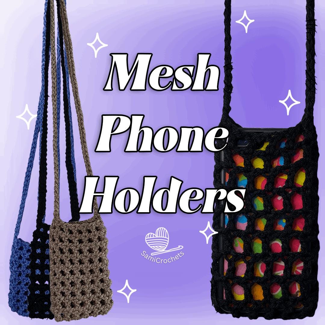 Crochet Mesh Phone Holder - Etsy