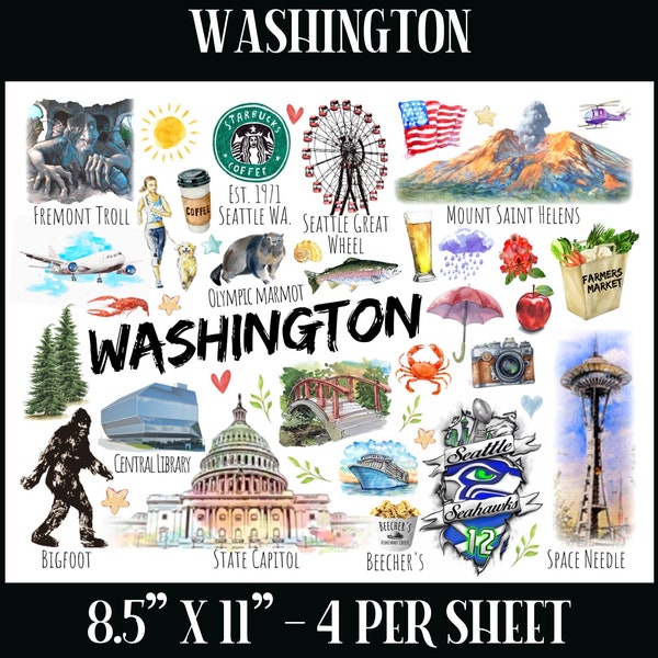 Washington Postcards - Etsy