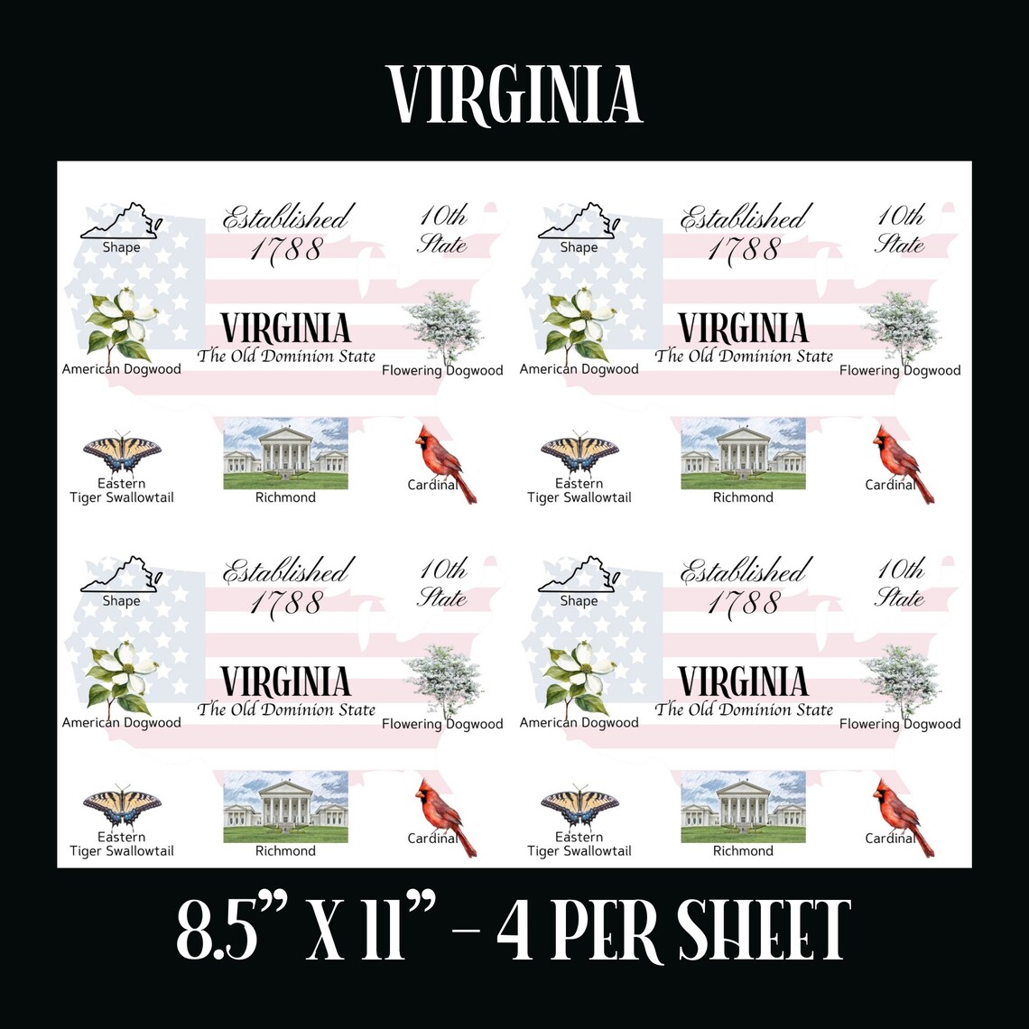 Virginia Postcard Digital Download - Postcard Front Design - for ...