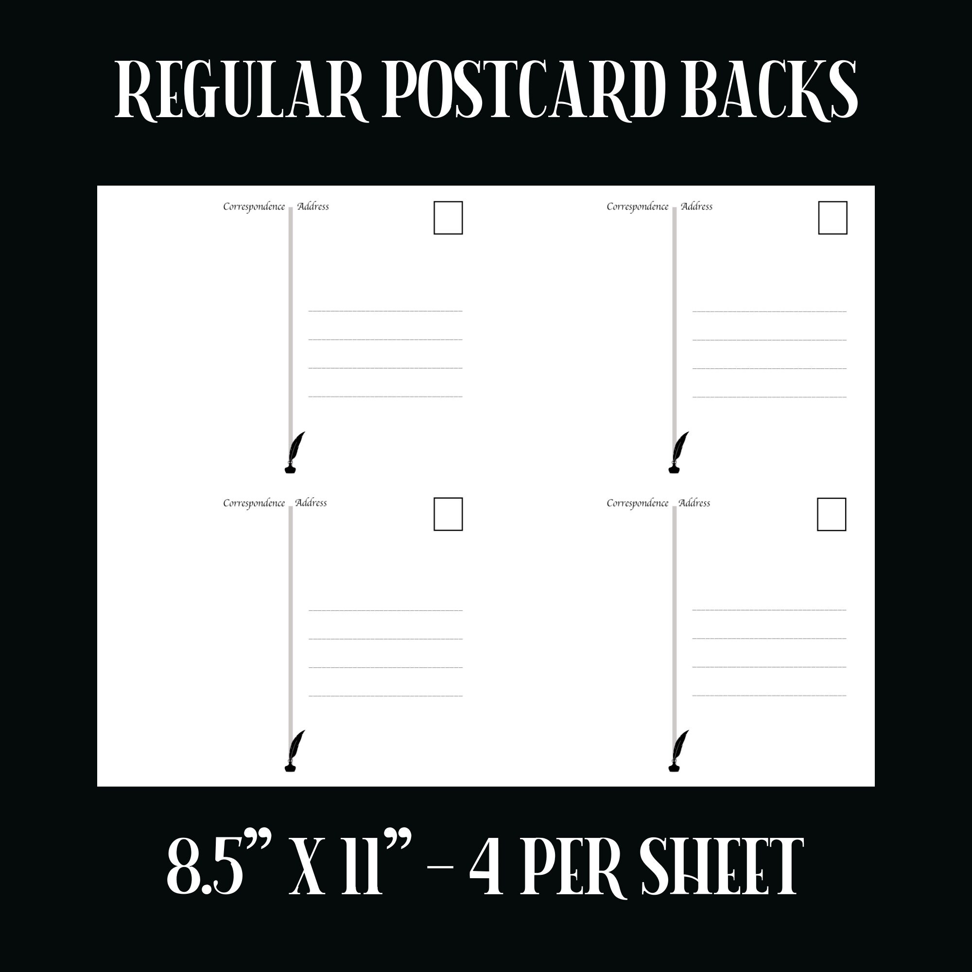 Digital Download - Regular Postcard Back - Classic Postcard Backs for ...