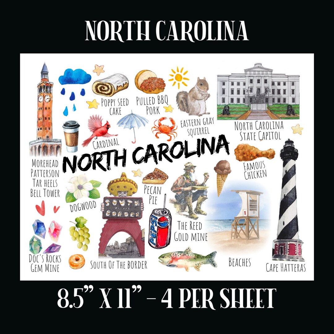 North Carolina Postcard Digital Download Postcard Front - Etsy