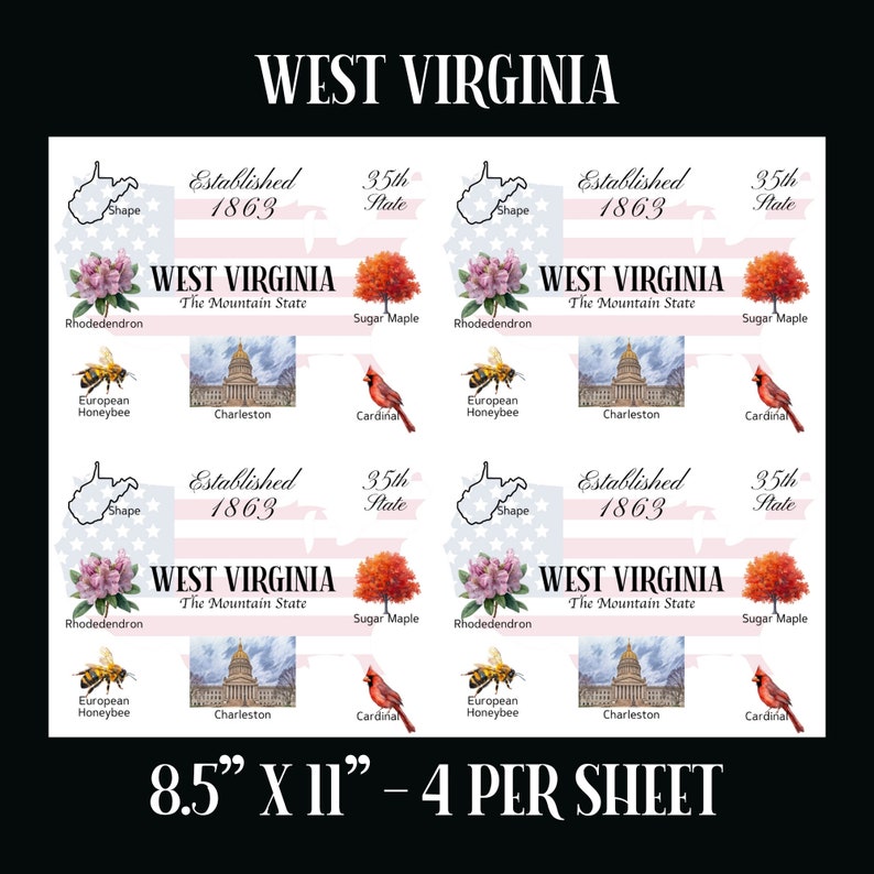 West Virginia Postcard Digital Download - Postcard Front Design - for ...