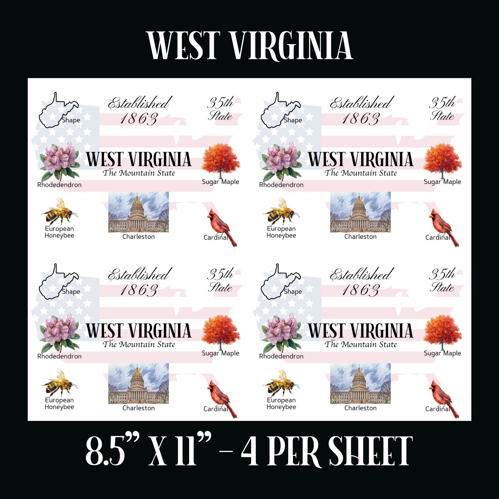 West Virginia Postcard Digital Download - Postcard Front Design - for ...