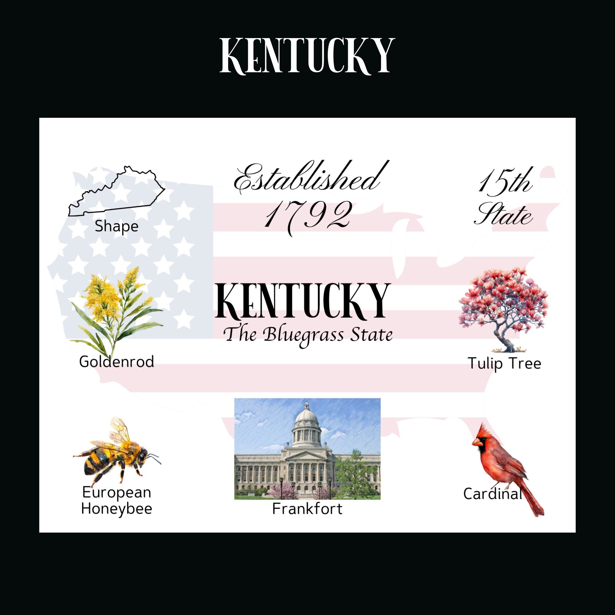 Kentucky Postcard Digital Download Postcard Front Design for Printing ...