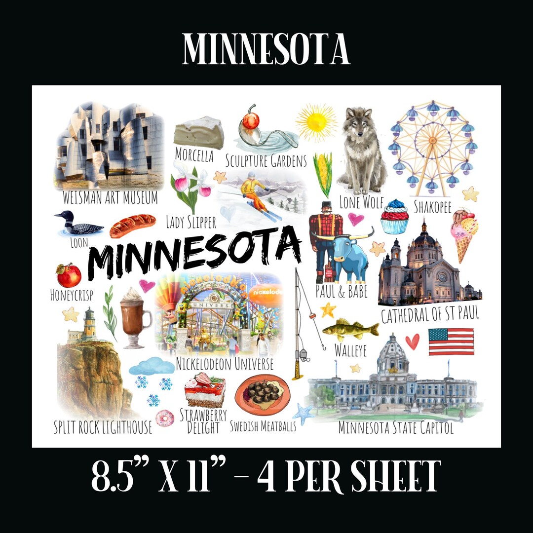 Minnesota Postcard Digital Download Postcard Front Design - Etsy