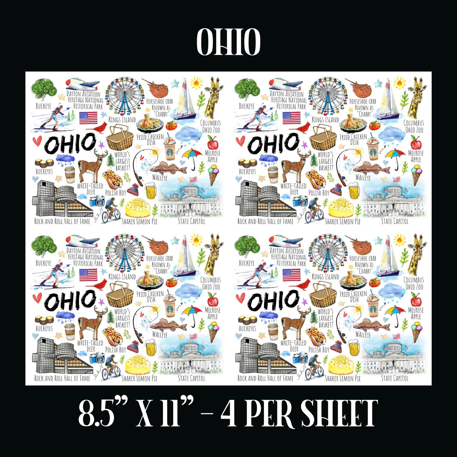 Ohio Postcard Digital Download Postcard Front Design for Printing Your ...