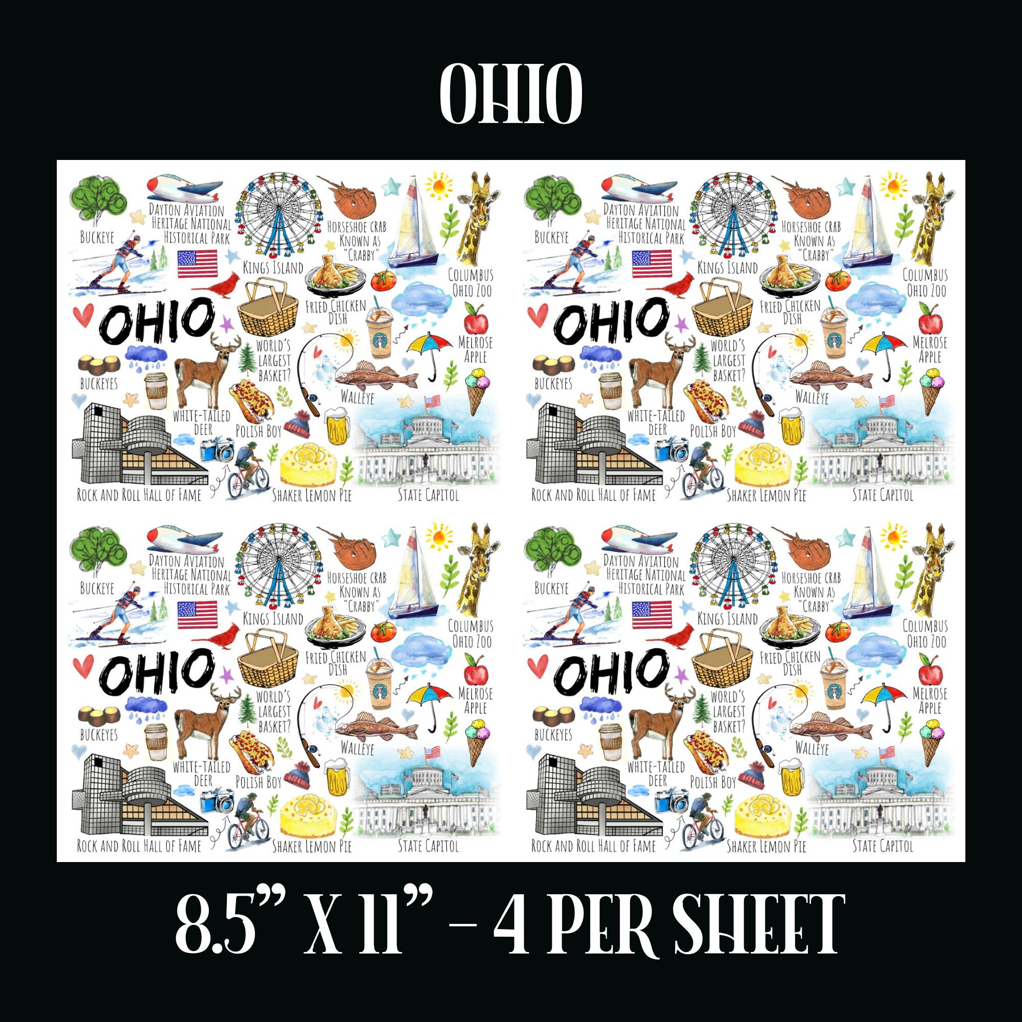 Ohio Postcard Digital Download Postcard Front Design for Printing Your ...