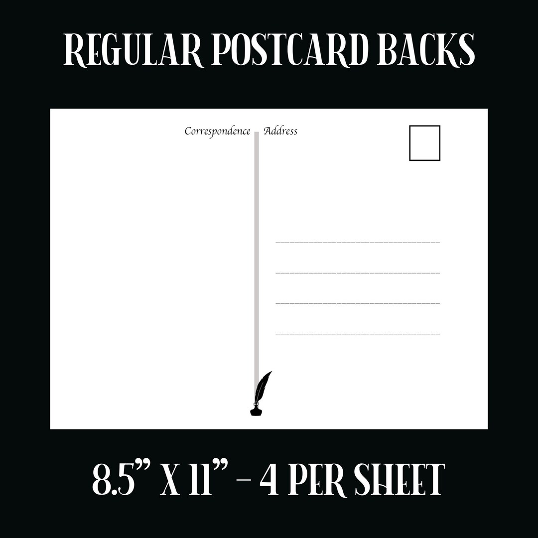 Digital Download - Regular Postcard Back - Classic Postcard Backs for ...