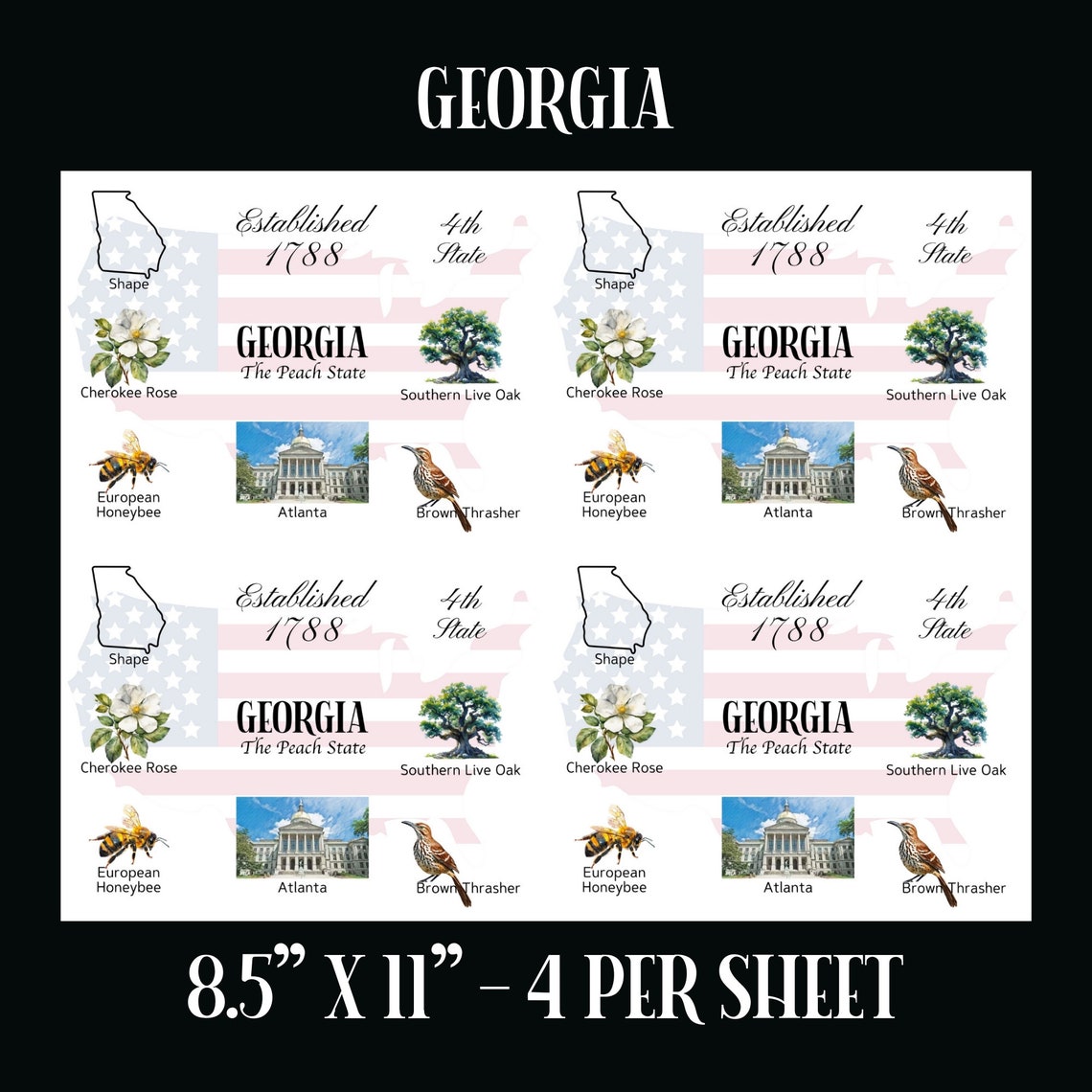 Georgia Postcard Digital Download - Postcard Front Design - for ...