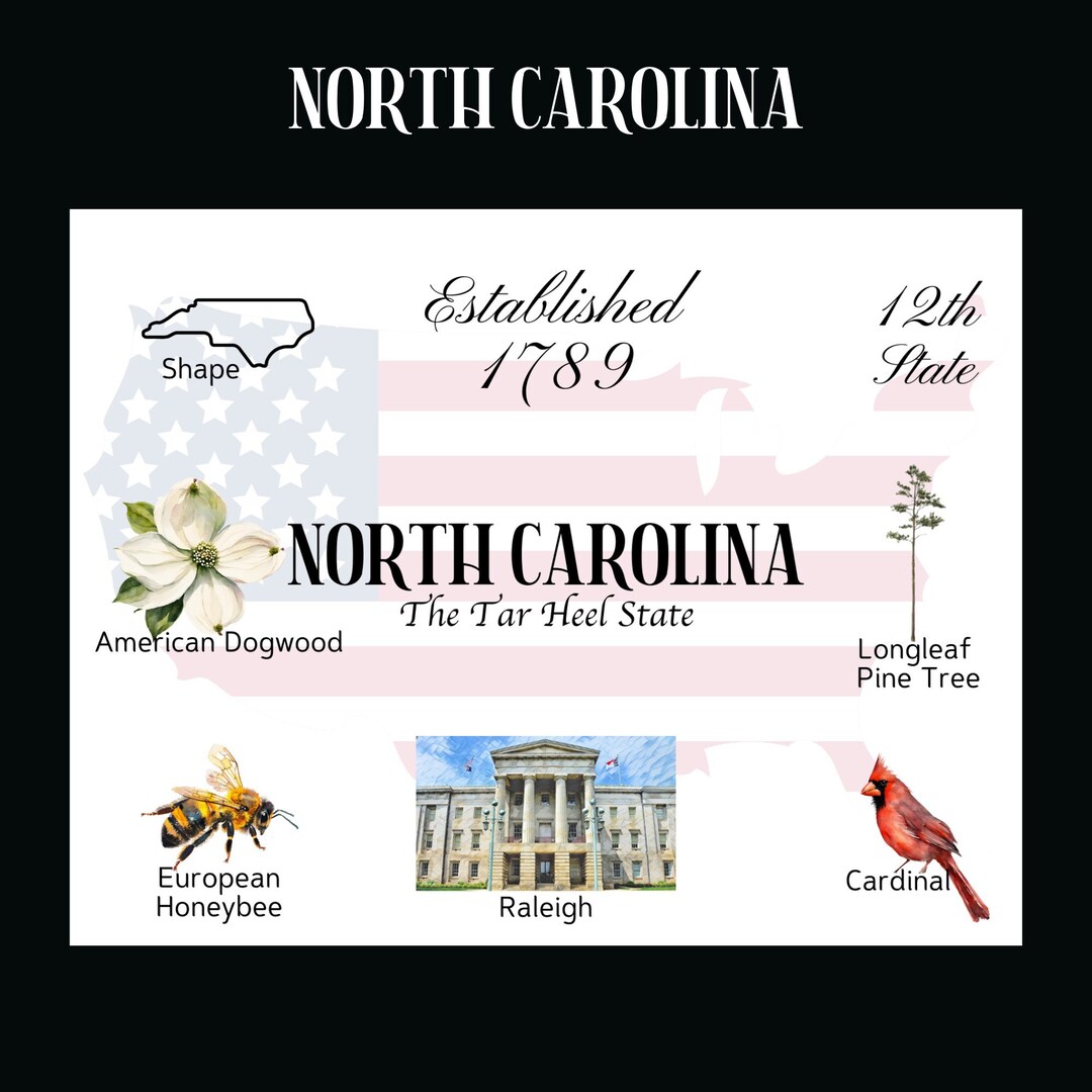 North Carolina Postcard Digital Download - Postcard Front Design - for ...