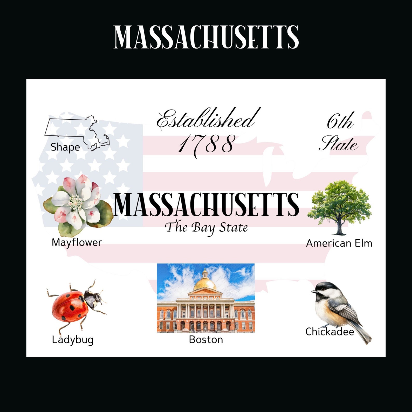 Massachusetts Postcard Digital Download - Postcard Front Design - for ...
