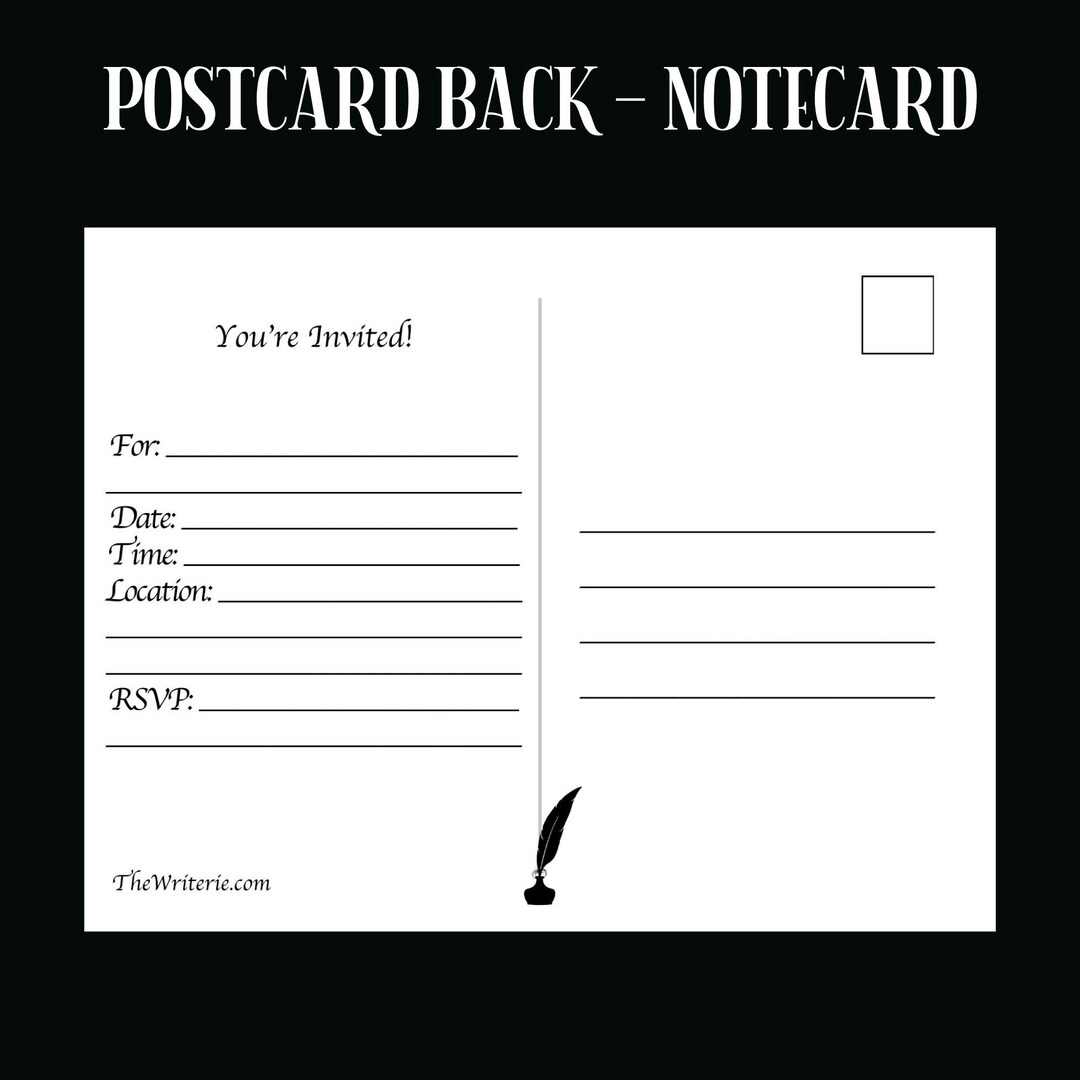 Digital Download - Invitation Postcard Back - Classic Postcard Backs ...