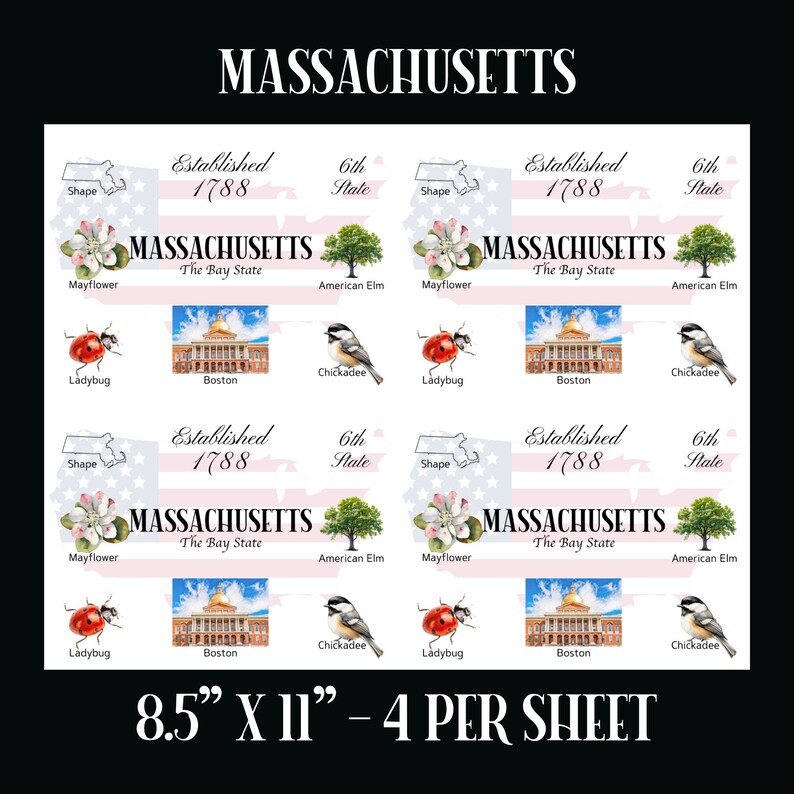 Massachusetts Postcard Digital Download - Postcard Front Design - for ...
