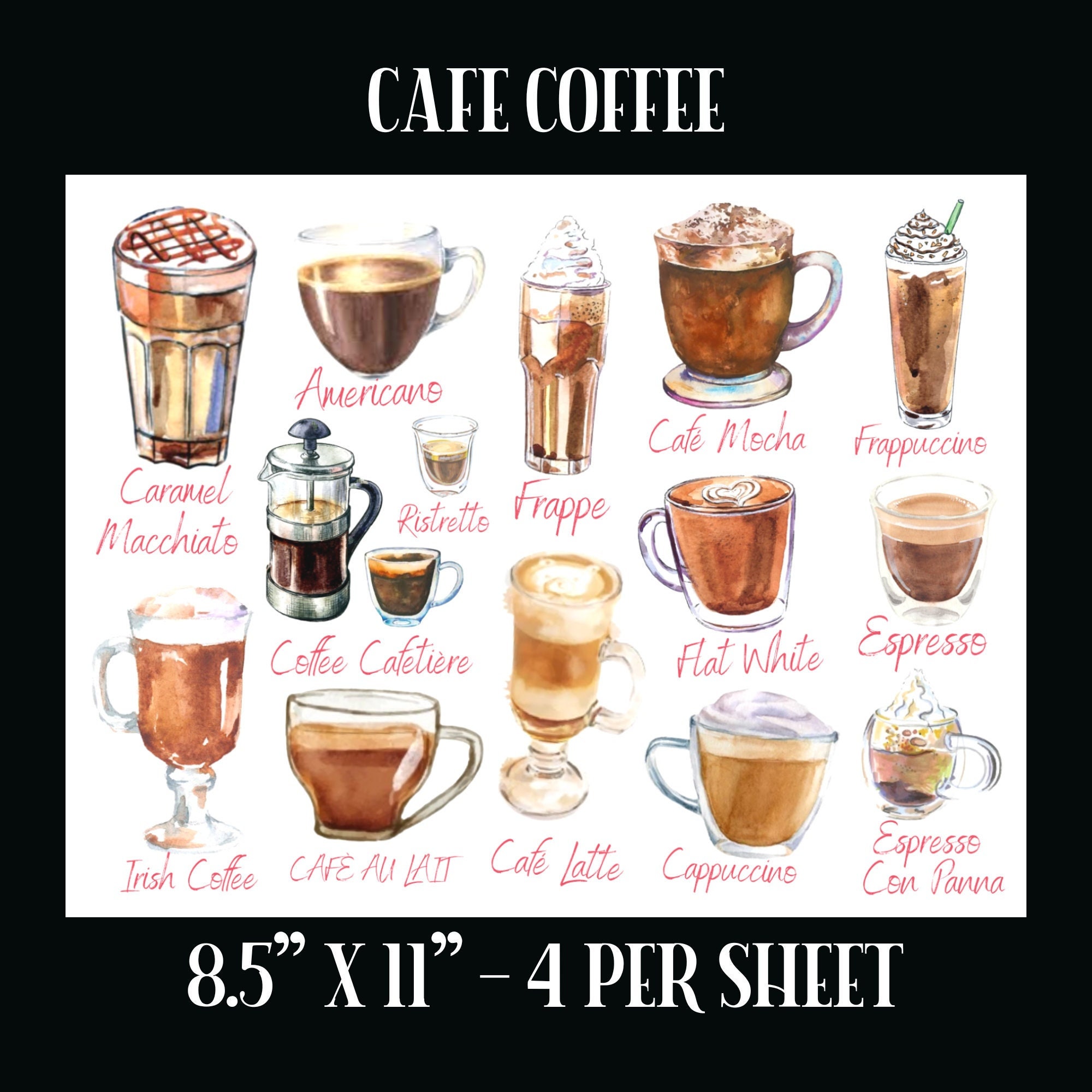 Café Coffee Postcard Digital Download - Postcard Front Design - for ...