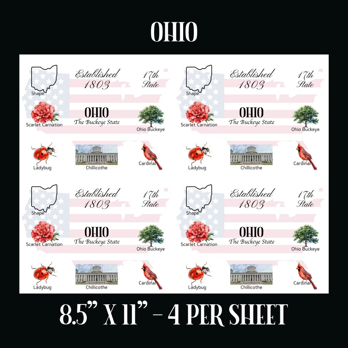 Ohio Postcard Digital Download Postcard Front Design for Printing Your ...