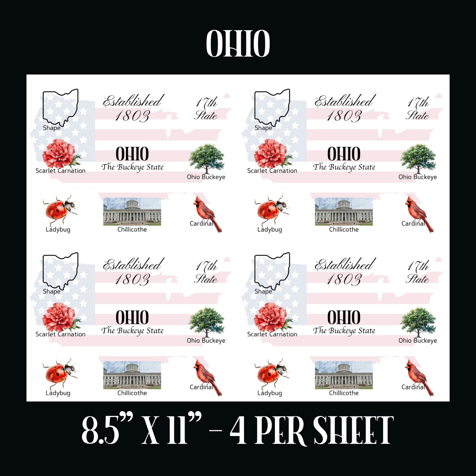 Ohio Postcard Digital Download - Postcard Front Design - for Printing ...