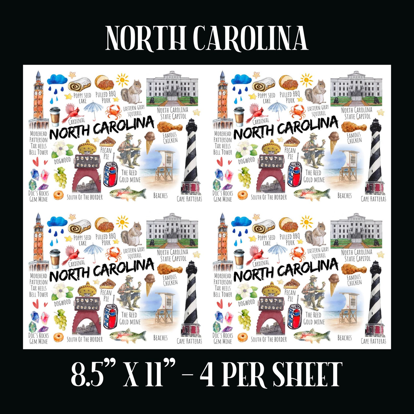 North Carolina Postcard Digital Download Postcard Front - Etsy