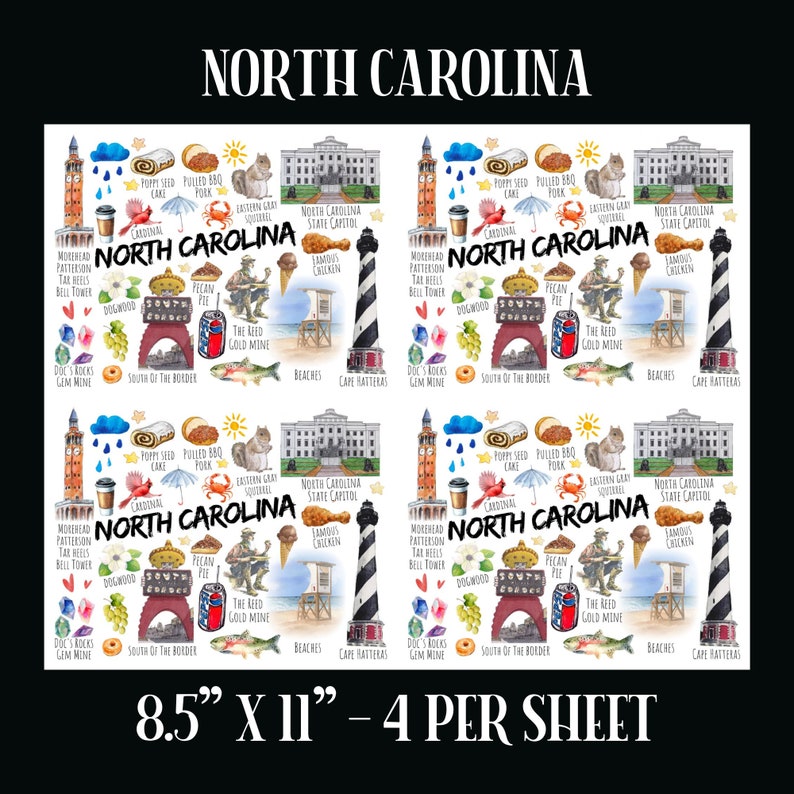 North Carolina Postcard Digital Download Postcard Front - Etsy