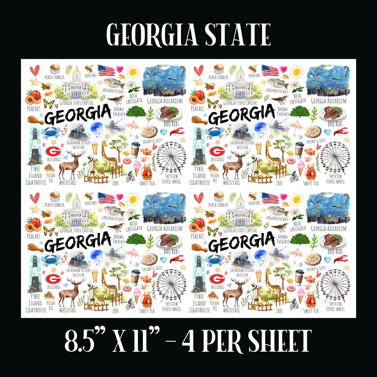Georgia Postcard Digital Download Postcard Front Design - Etsy