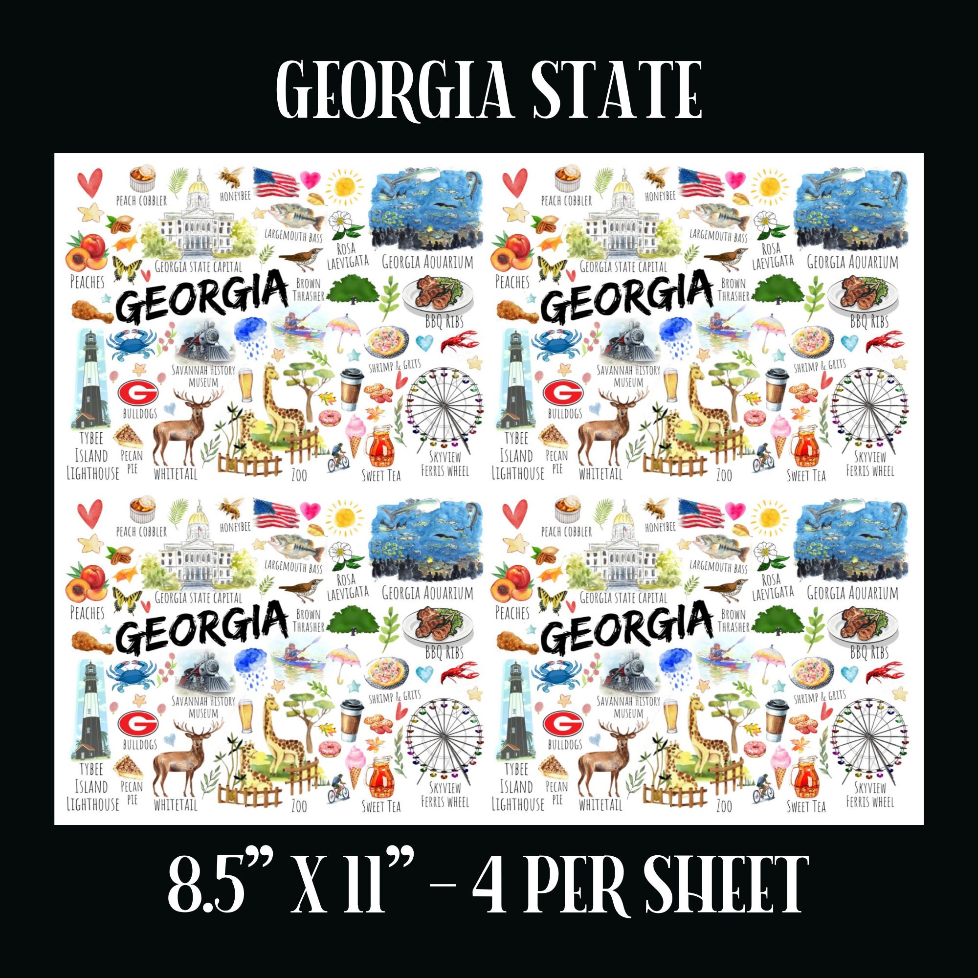 Georgia Postcard Digital Download Postcard Front Design - Etsy