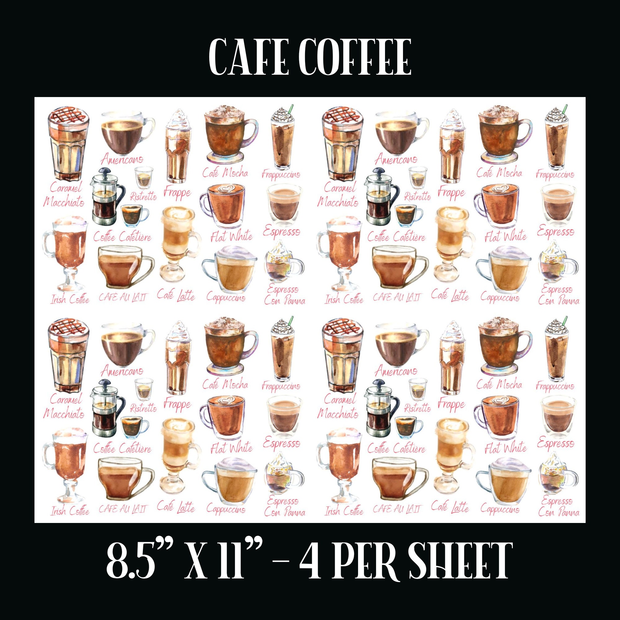 Café Coffee Postcard Digital Download - Postcard Front Design - for ...