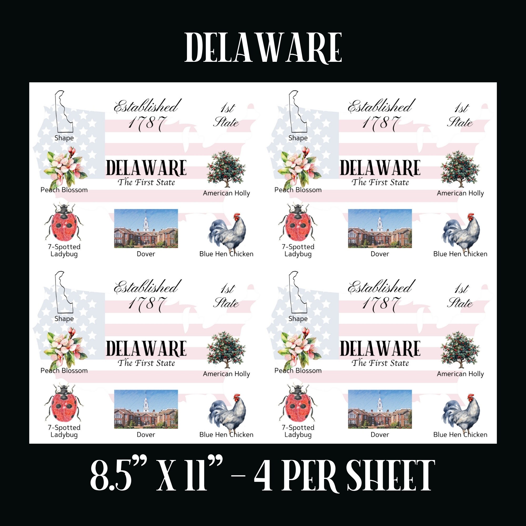 Delaware Postcard Digital Download - Postcard Front Design - for ...