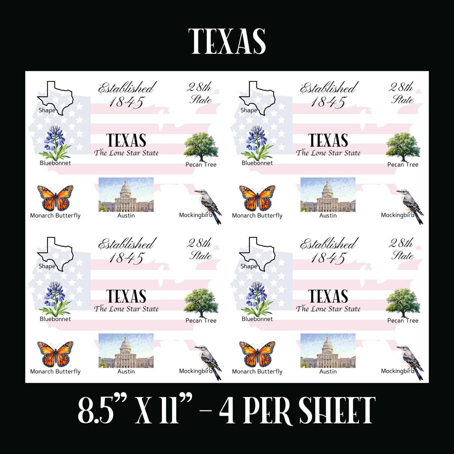 Texas Postcard Digital Download Postcard Front Design for Printing Your ...