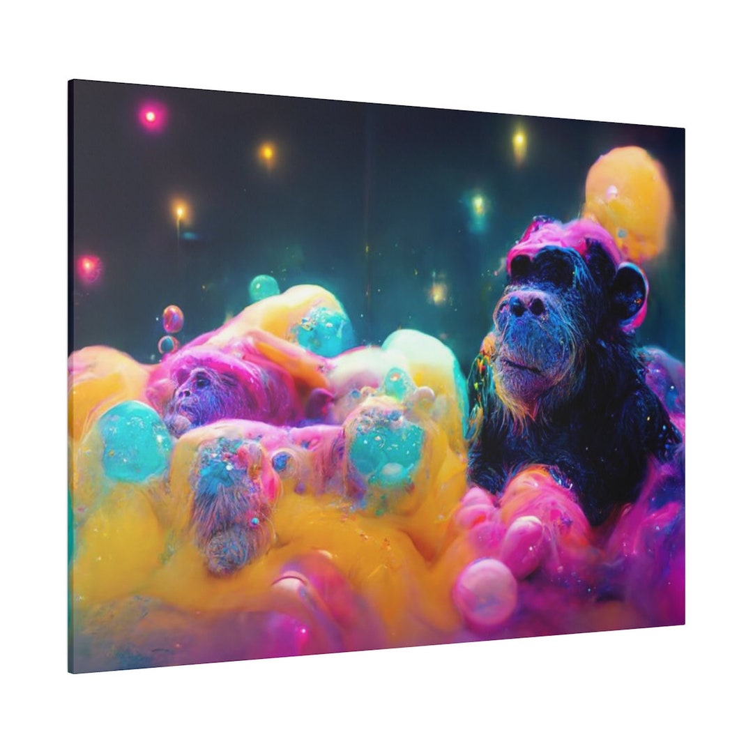 AI Generated Art Funky Monkey Floating in Bubbles Part 2 - Etsy