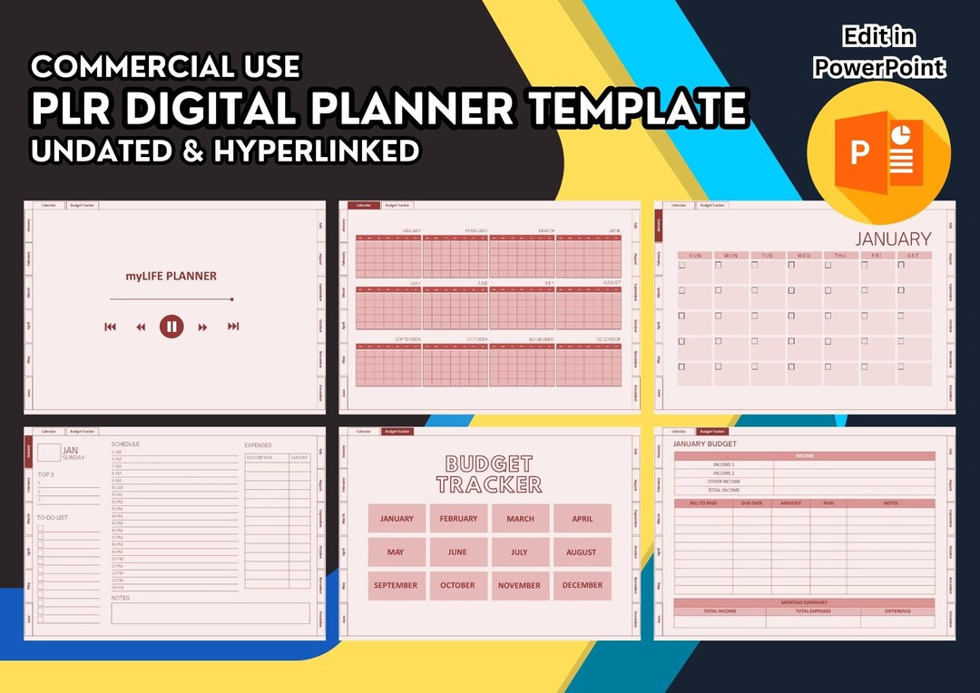 PLR Undated Digital Planner Template, Customizable PLR Digital Planner ...