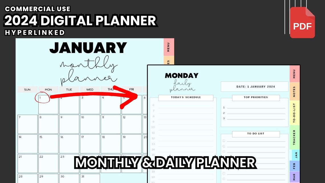 Commercial Digital Planner 2024 Digital Planner PDF Digital - Etsy