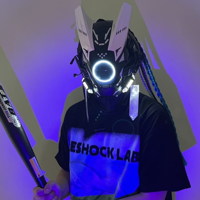 Cyberpunk Mask With Dreadlocks, Cyber Cos Mask, Cyberpunk Mask - Etsy