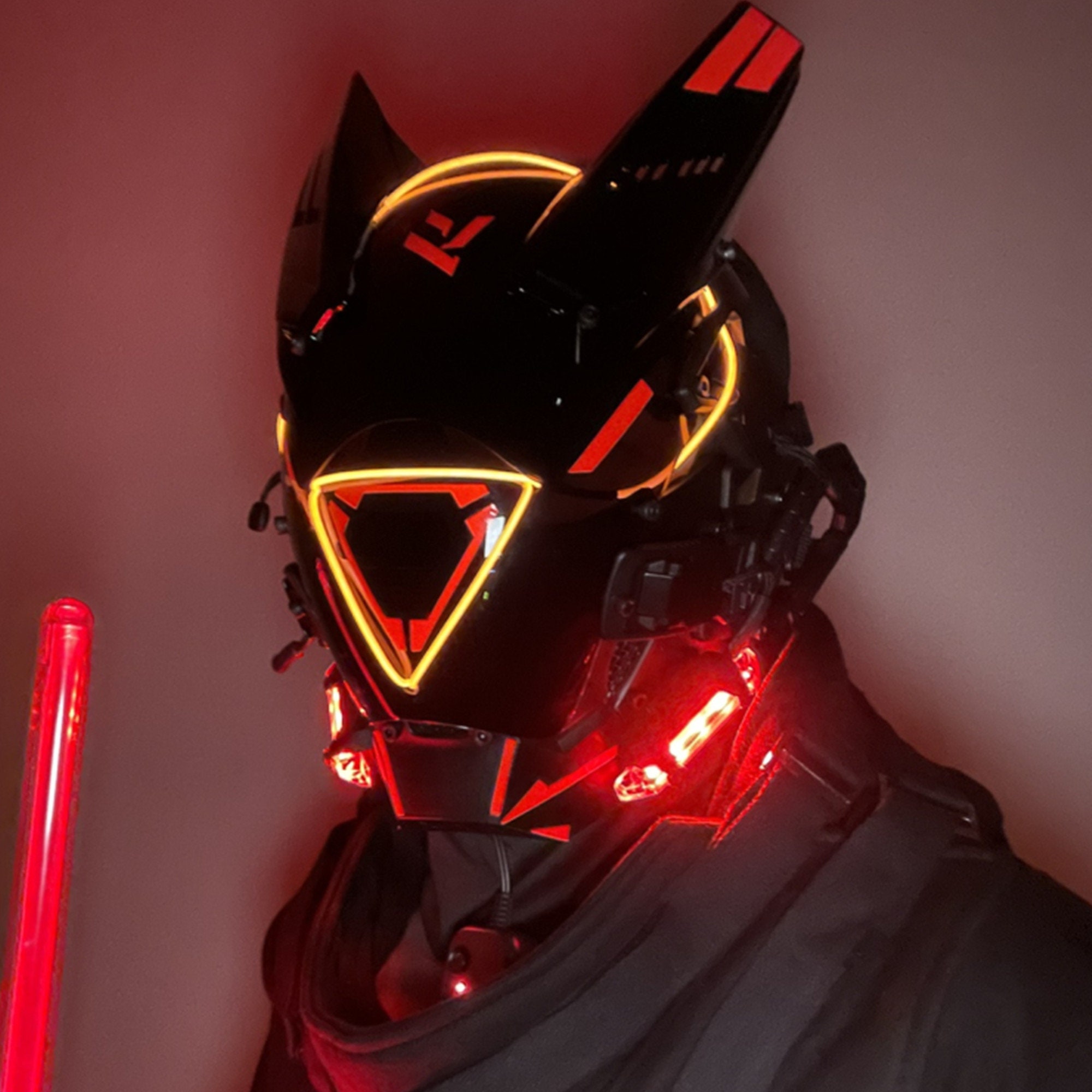 Cyberpunk Mask Tactical Helmet Cyber Mask With Chin Lamp - Etsy