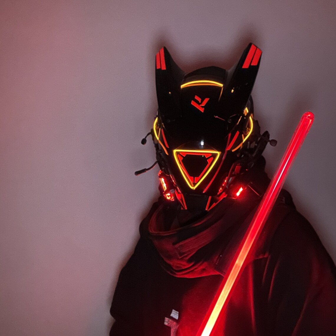 Cyberpunk Mask, Tactical Helmet, Cyber Mask With Chin Lamp, Birthday ...