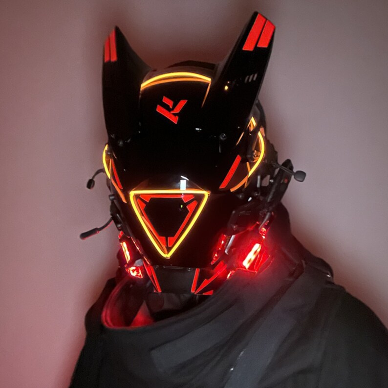 Cyberpunk Mask Tactical Helmet Cyber Mask With Chin Lamp - Etsy