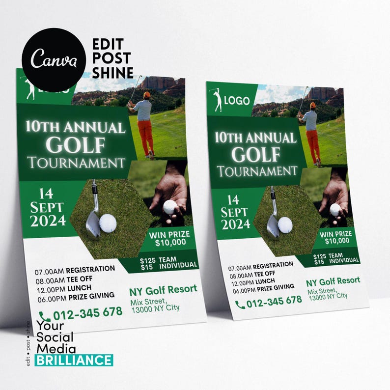 Editable Golf Tournament Flyer Template | A4 Size Printable | Canva ...
