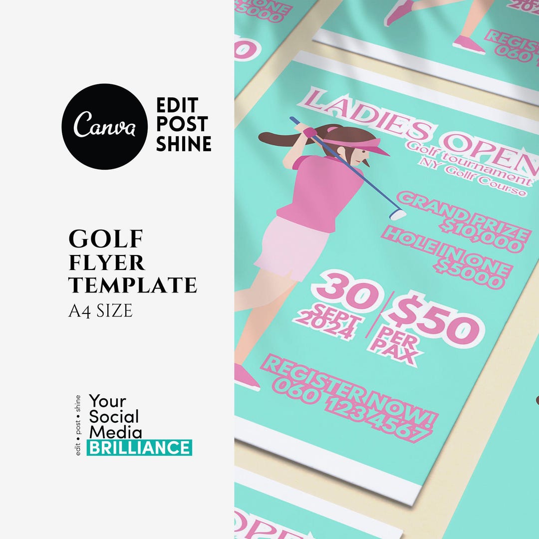 Editable Golf Tournament Flyer Template A4 Size Printable Canva ...