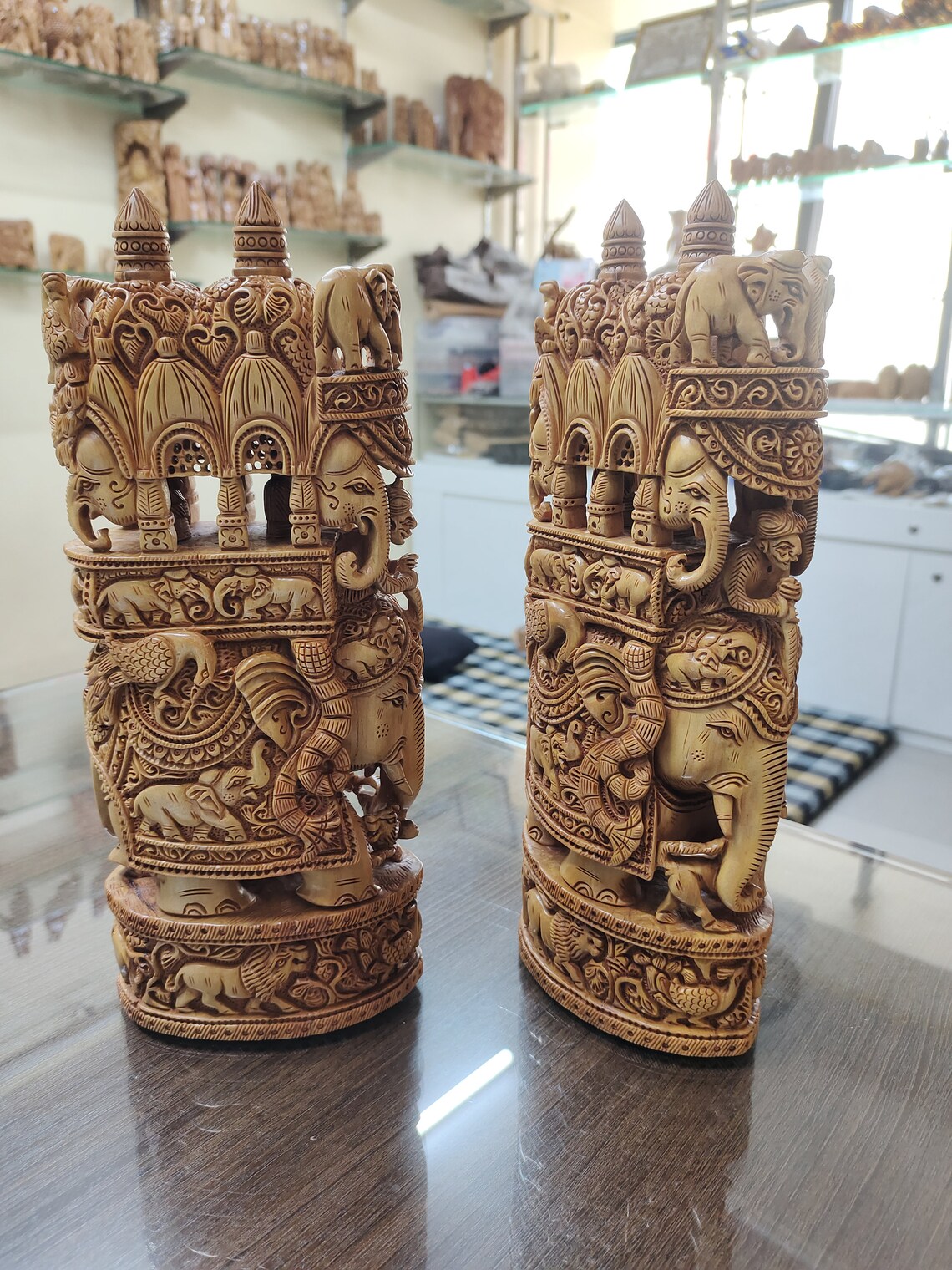 Handmade Sandalwood Elephant Safari Statue: Indian Folk Art Carving - Etsy