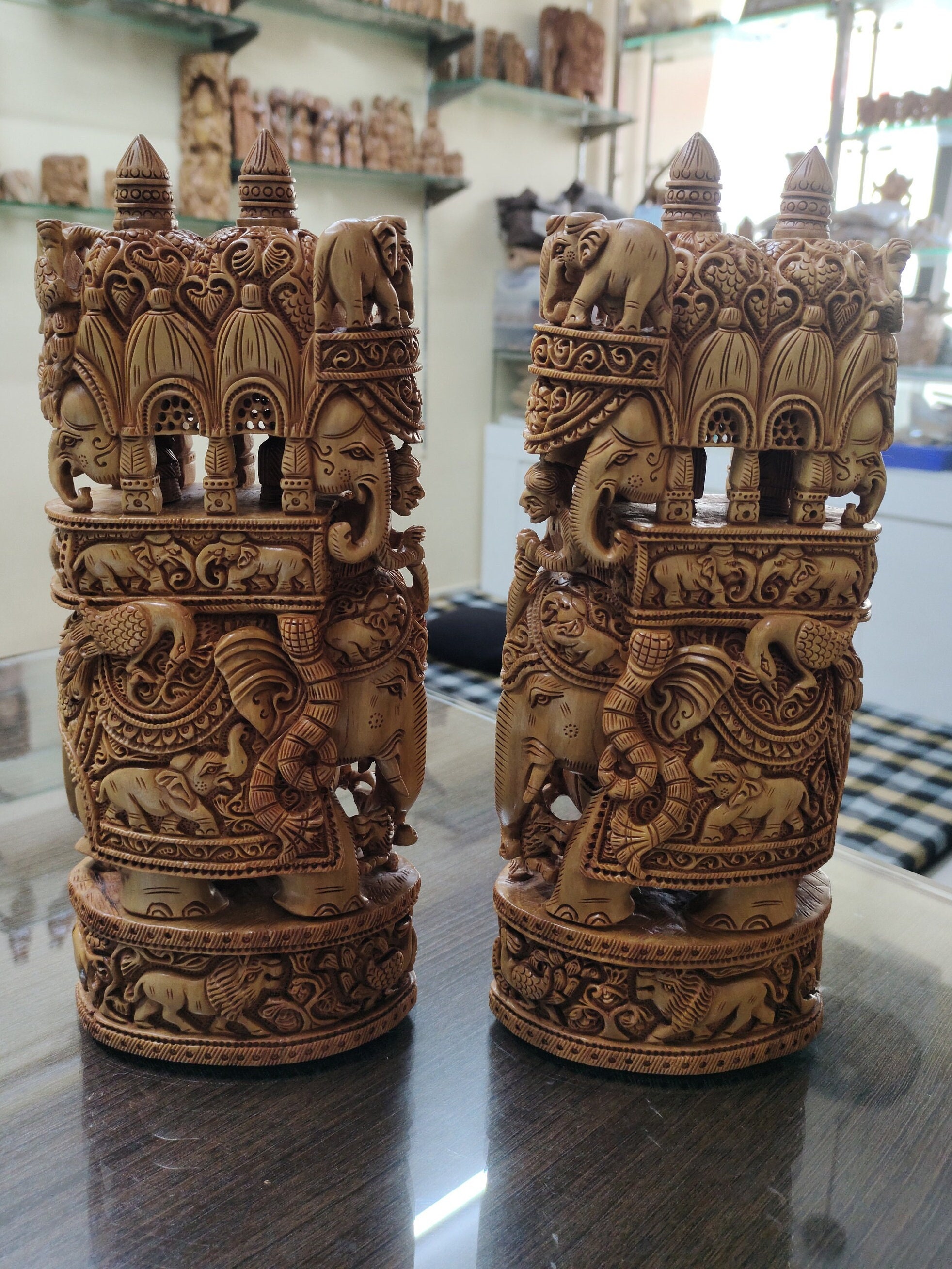 Handmade Sandalwood Elephant Safari Statue: Indian Folk Art Carving - Etsy