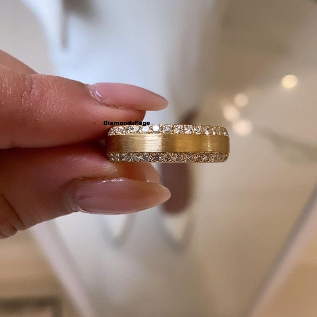 Modern Gorgeous Double Row Round Diamond Band, Men's Daily Wear Band ...