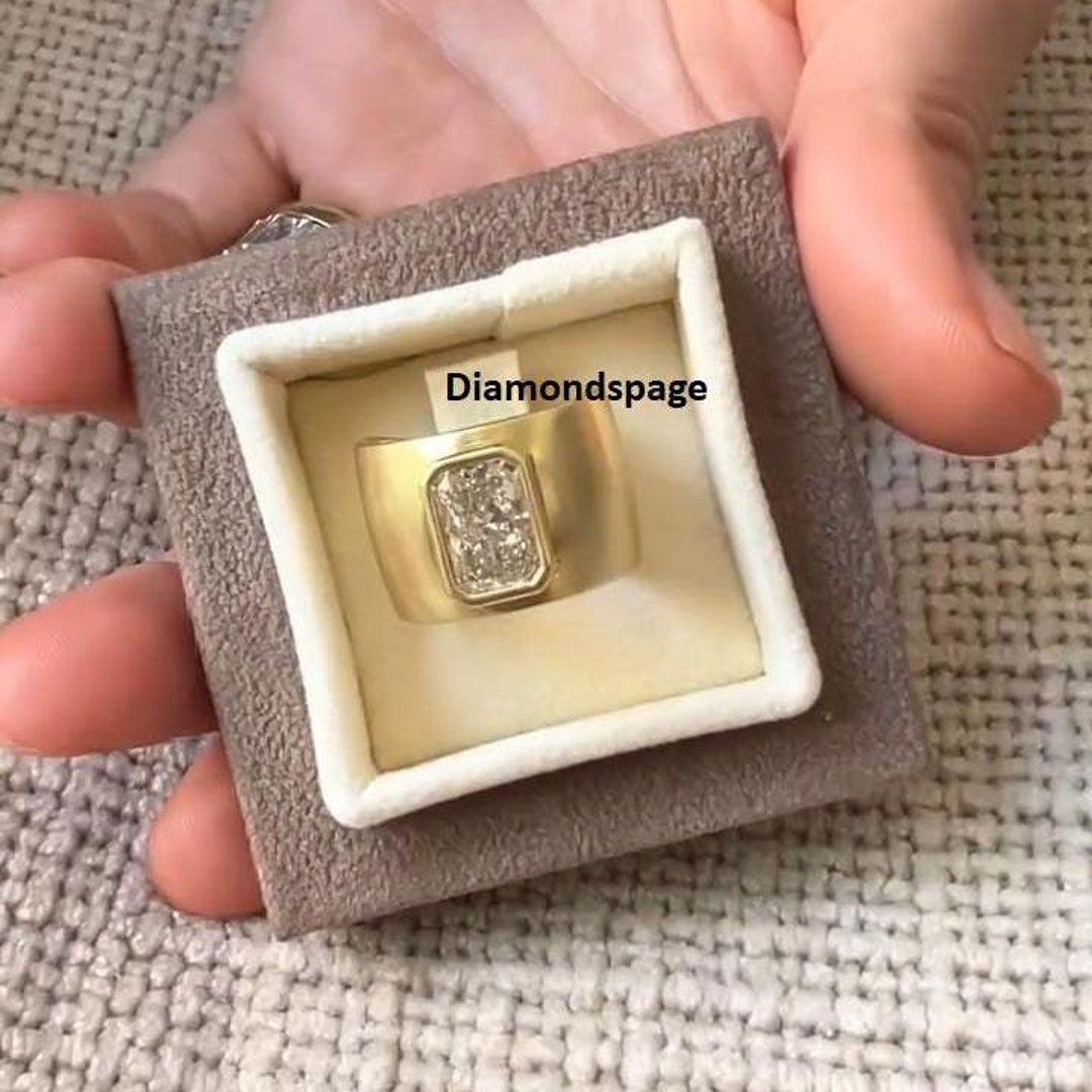 Luxury Wedding Men's Band Ring, Solitaire Diamond Ring, 14K Solid ...
