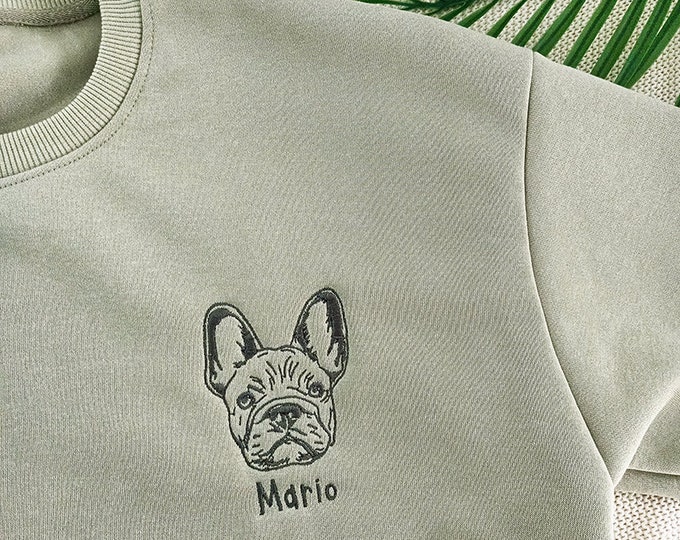 Pet Embroidered Sweatshirt, Embroidered Dog Hoodie, Custom Dog Face ...