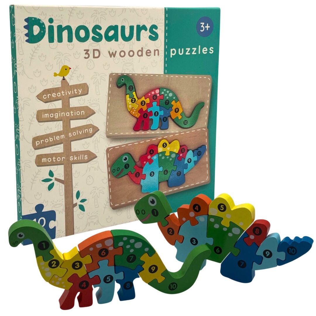 3D Wooden Dinosaur Jigsaw Puzzles 2 Pack for Ages 3-8 With - Etsy UK