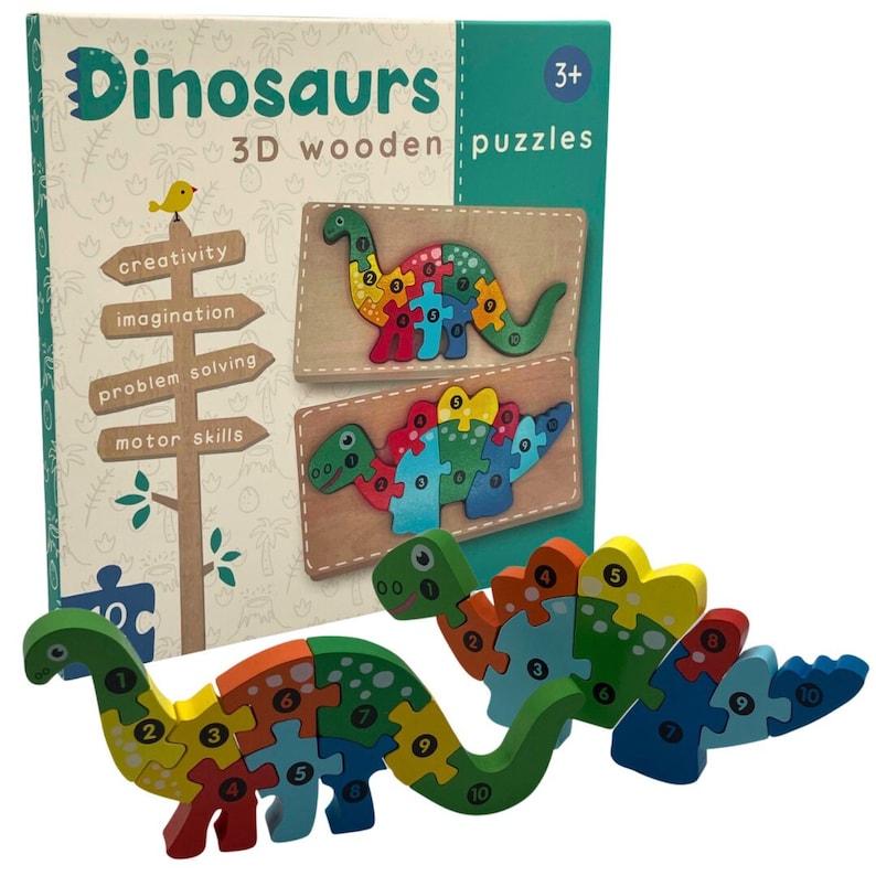 3D Wooden Dinosaur Jigsaw Puzzles 2 Pack for Ages 3-8 With - Etsy UK